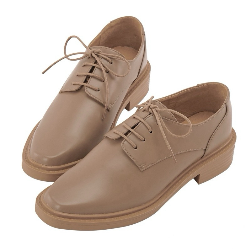 Grace gift X Cos-聯名女款霧感綁帶牛津鞋 / 卡其 / 24（二手出清） | 蝦皮購物