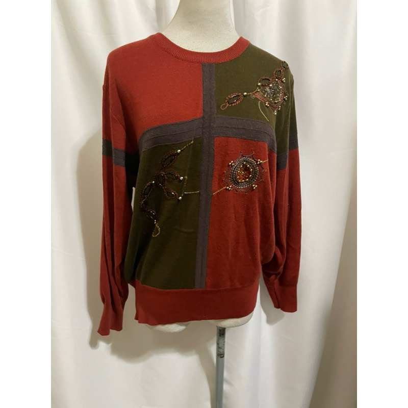 （二手）Lian Shin拚色針織上衣1226 | 蝦皮購物