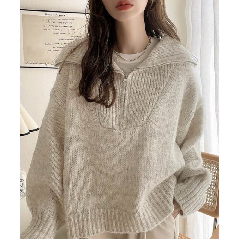 【現貨米白色】classicalelf Java 混色翻領毛衣〖ᴍᴏᴊᴀᴍᴏᴊᴀ日本代購〗 | 蝦皮購物