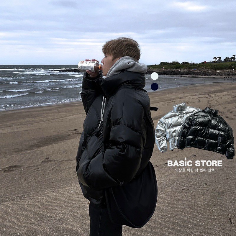 【BASIC】24H出貨｜韓國連線代購🇰🇷反光 亮面 實拍 保暖外套 小眾 穿搭 超頂 痞帥 | 蝦皮購物