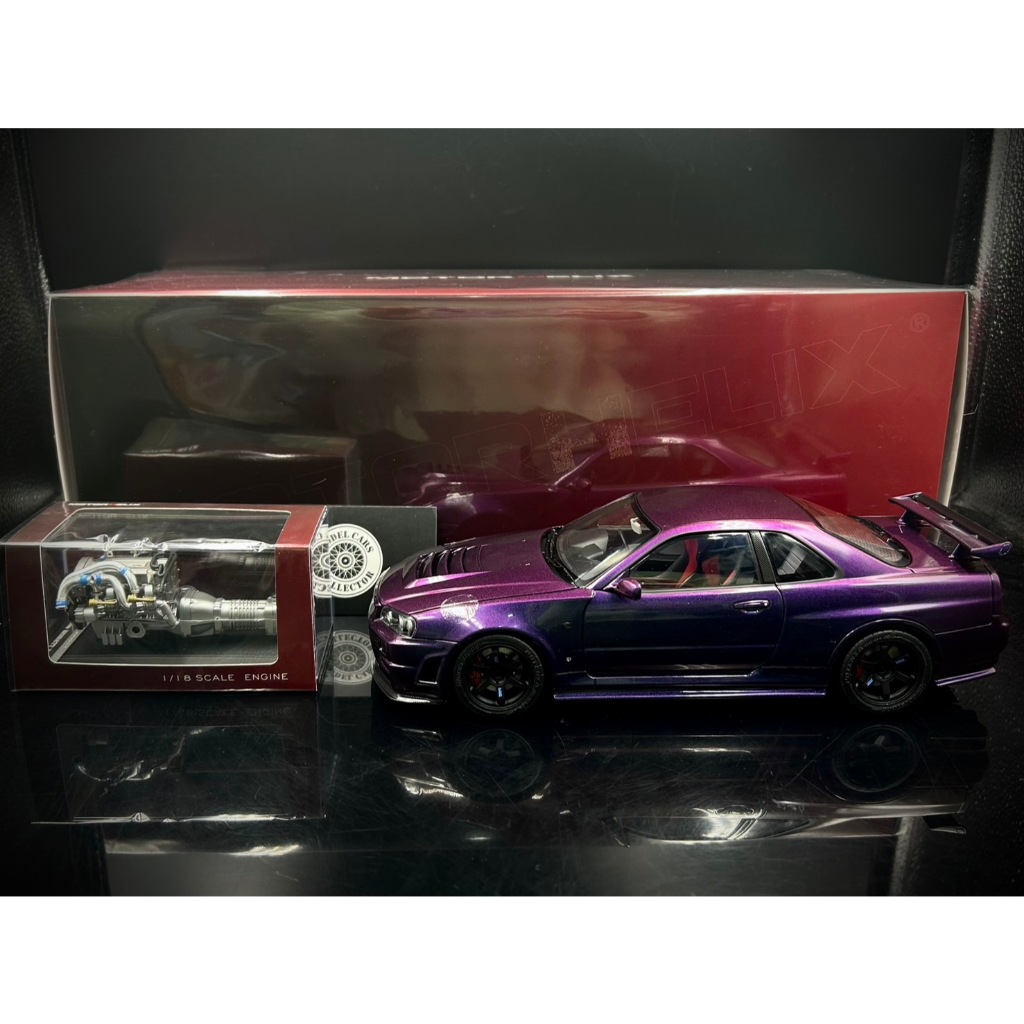 【收藏模人】MotorHelix Nissan GT-R R34 CRS VER Nismo 變色龍紫 1/18 | 蝦皮購物