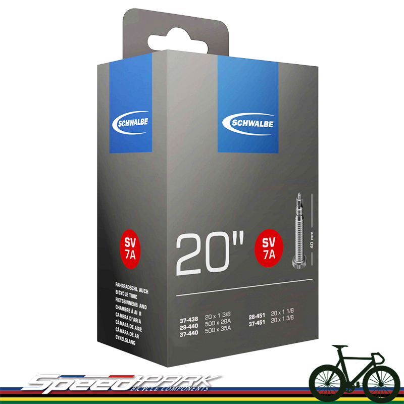 【速度公園】Schwalbe SV7A 法嘴內胎 20" 氣嘴長度40mm 盒裝 451 特規 20x1-1/8 3/8 | 蝦皮購物