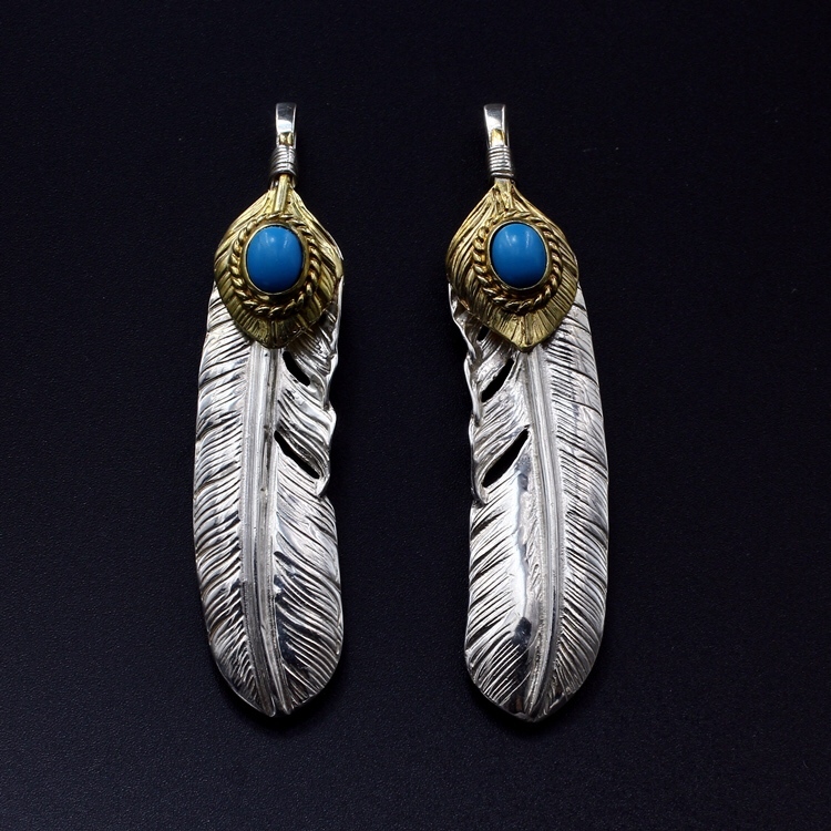 【全館免運】大銀家 s925 純銀 精工 GORO'S 高橋 松石 上金 羽毛 配件 吊墜 | 蝦皮購物