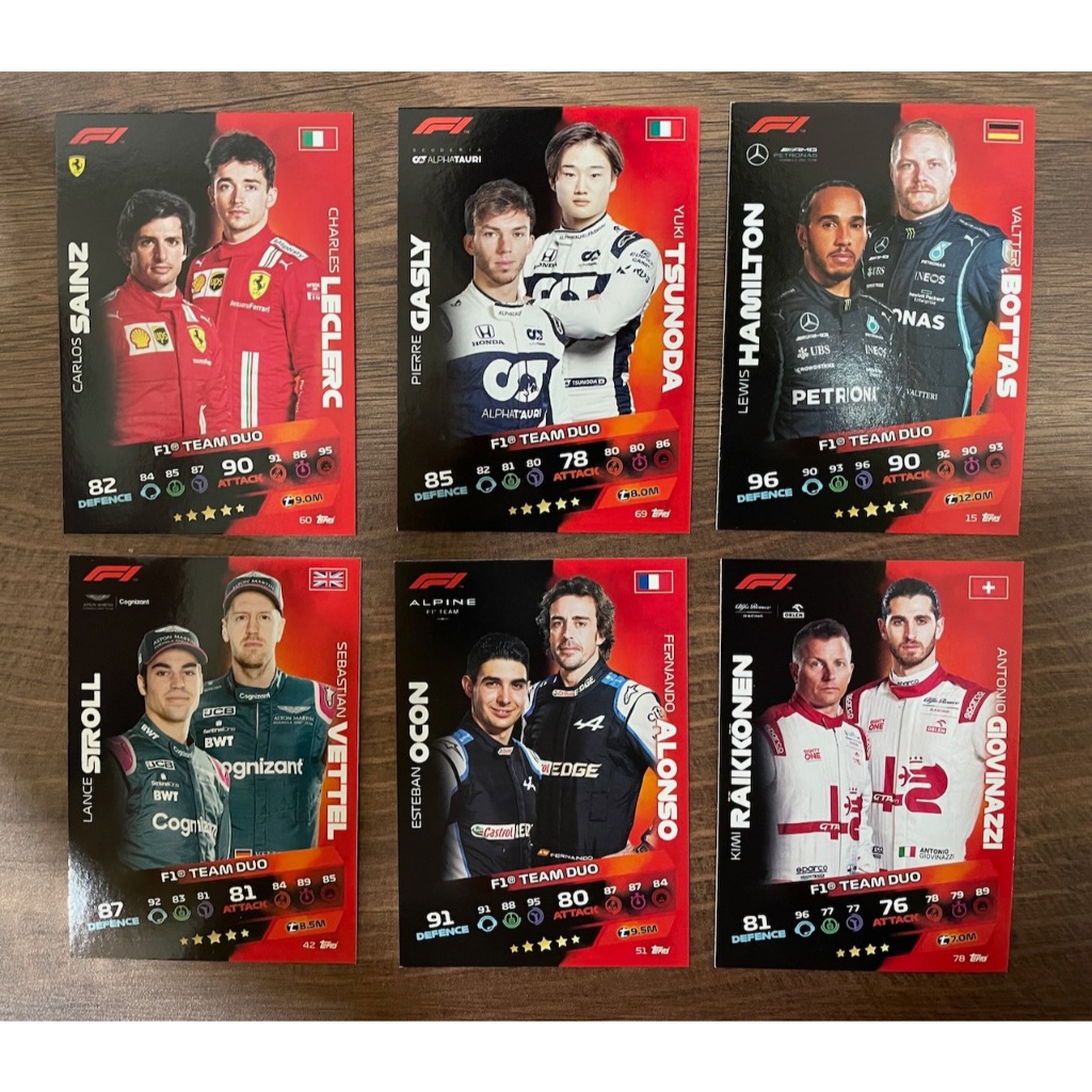 懷舊老卡 Topps F1 turbo attax 2021 隊友卡 法拉利 賓士 小牛 馬丁 Alpine | 蝦皮購物