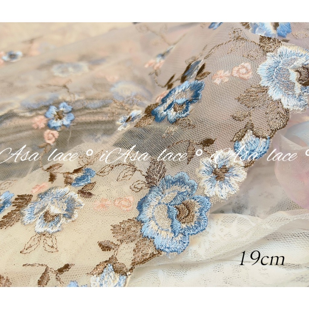 《iAsa愛莎の》手作材料 日單藍色系網紗刺繡蕾絲花邊lolita婚紗娃衣服裝家居輔料 | 蝦皮購物
