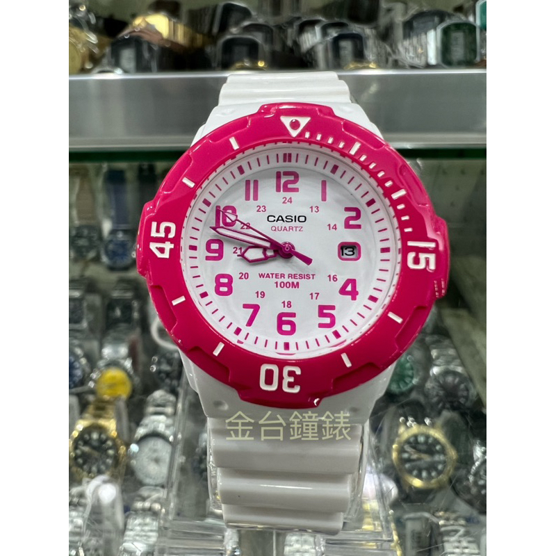 【金台鐘錶】CASIO卡西歐 LRW-200H-4B(女錶) 紅白配色面盤潛水風格為概念的 日期顯示窗 | 蝦皮購物