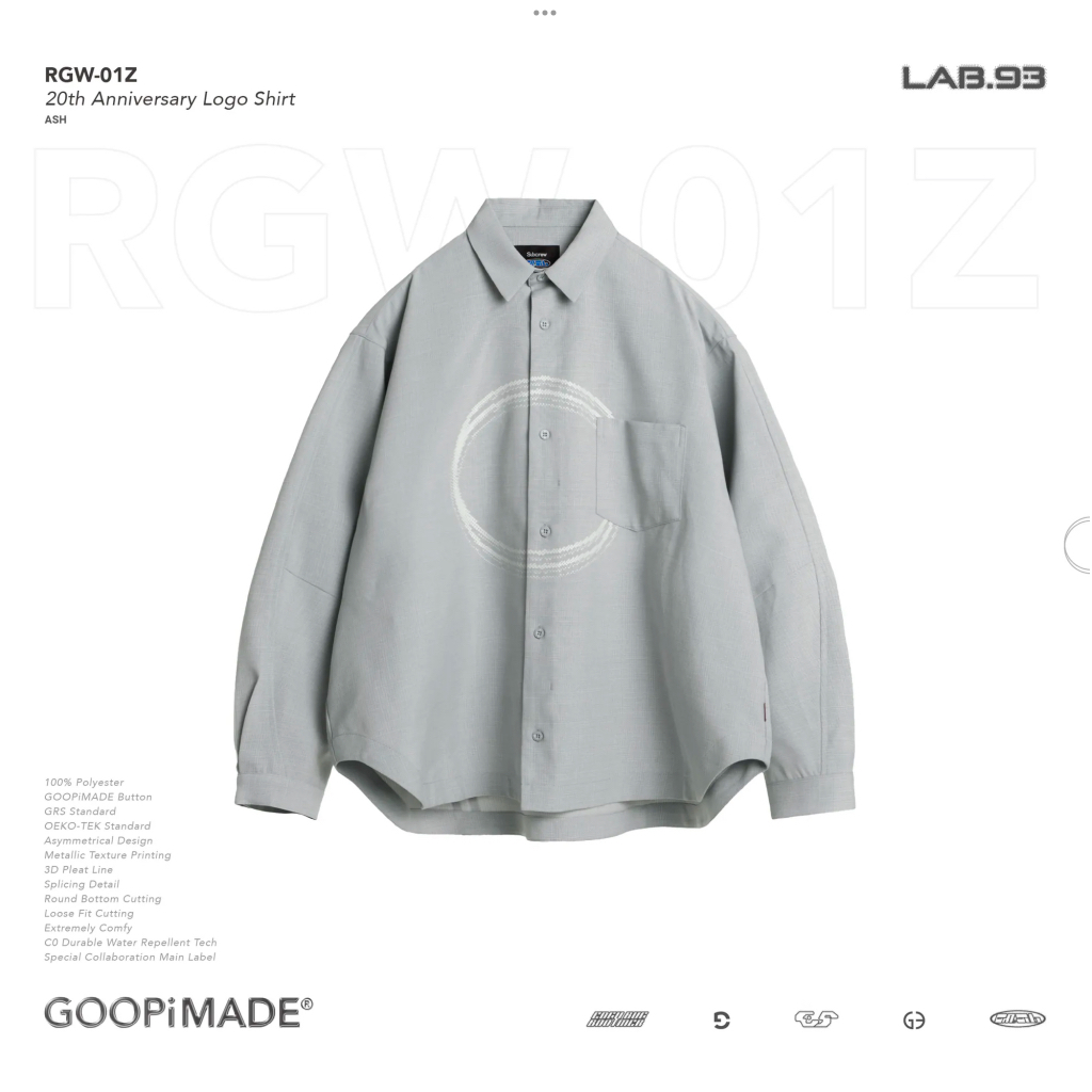 Goopi “RGW-01Z” 20th Anniversary Logo Shirt | 蝦皮購物