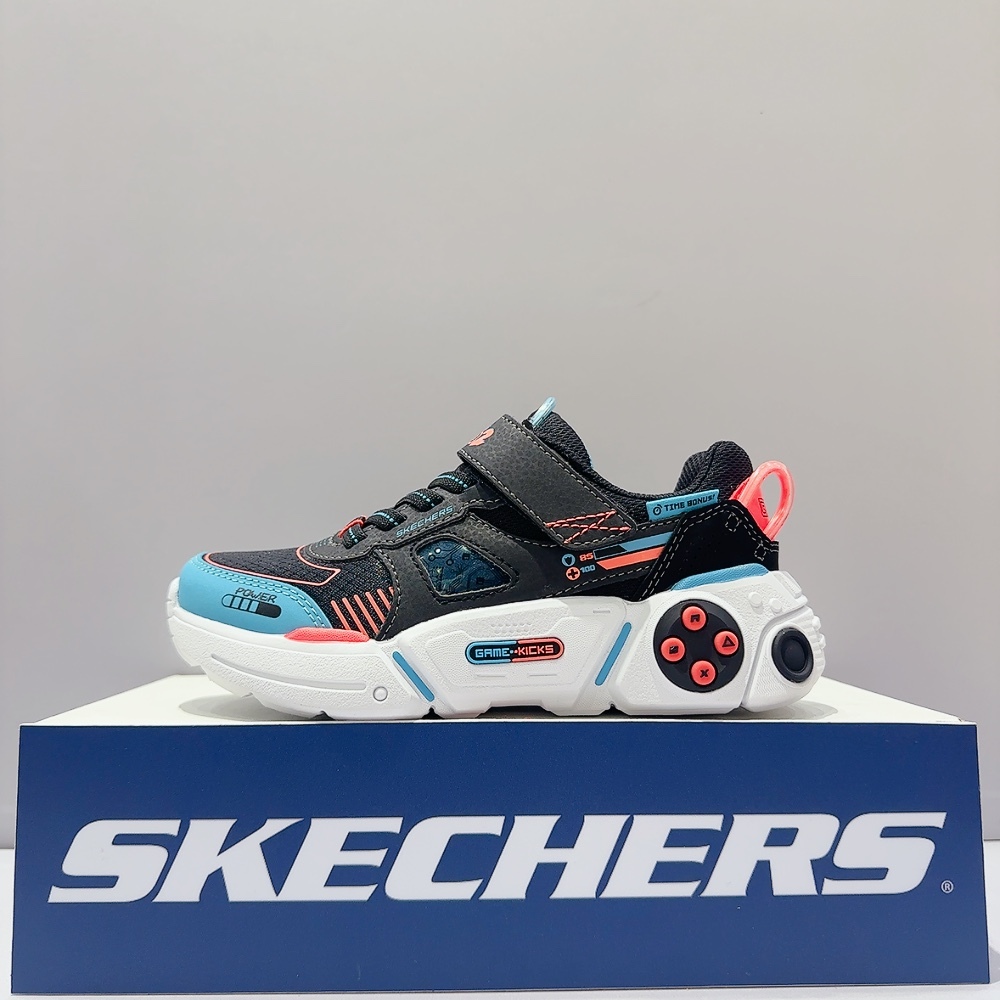 SKECHERS GAMETRONIX 2.0 中童 翻玩SWITCH配色 魔鬼氈 運動 休閒鞋 402270LBKMT | 蝦皮購物