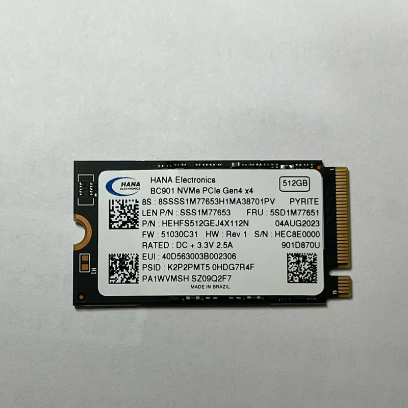 全新拆機硬碟 2242 BC901 Gen4 x4 512G nvme ssd | 蝦皮購物
