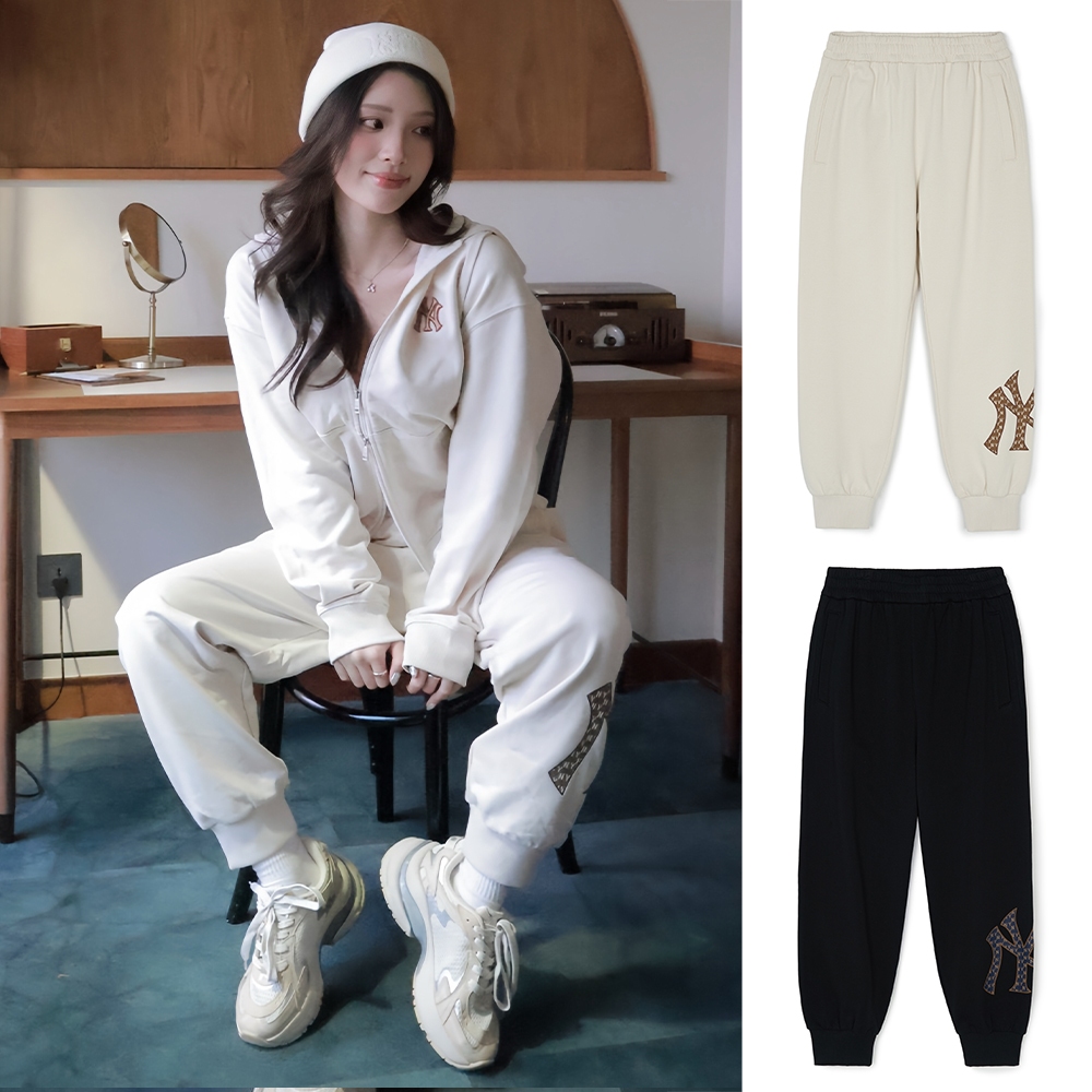 MLB 男女款 運動褲 棉質休閒長褲 Monogram 紐約洋基隊 (3APTM0144-兩款任選)【官方旗艦店】 | 蝦皮購物