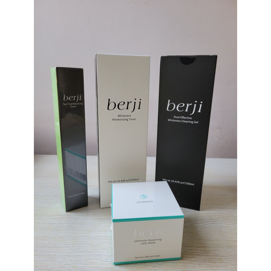 讓出 正版Berji保養組合 雙效淨白潔顏蜜+白嫩水漾化妝水+全天候修護凍膜+茶樹淨妍調理化妝水 | 蝦皮購物