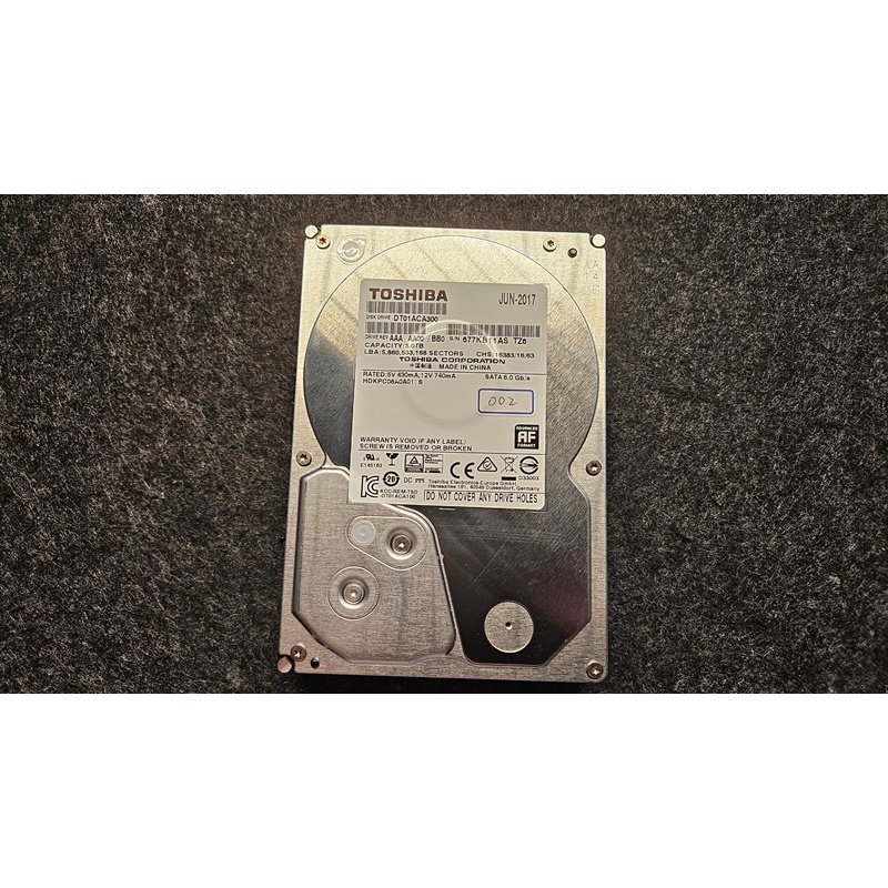 東芝 TOSHIBA DT01ACA300 3.5吋 SATA 7200RPM 高轉速 3TB 桌上型硬碟 | 蝦皮購物