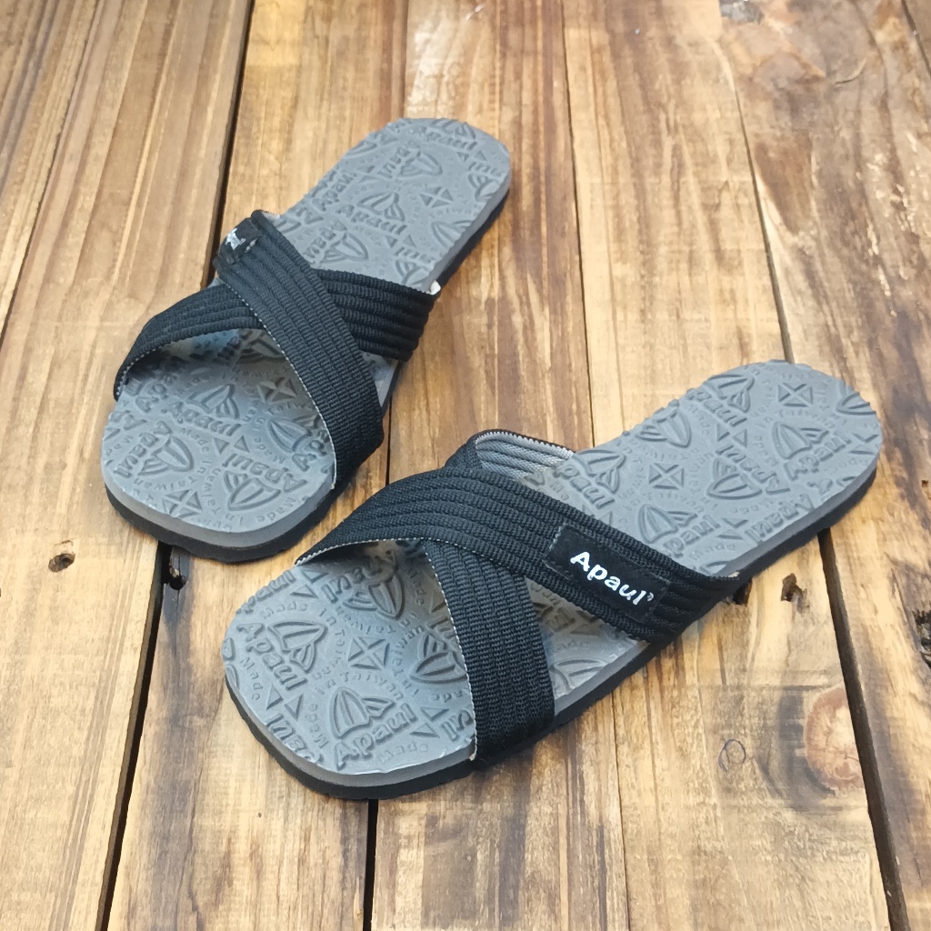 【APAUL雅鉑】22403-3 黑/灰 雅鉑紋路交叉拖鞋 男性拖鞋 室外拖鞋 橡膠止滑拖鞋 | 蝦皮購物