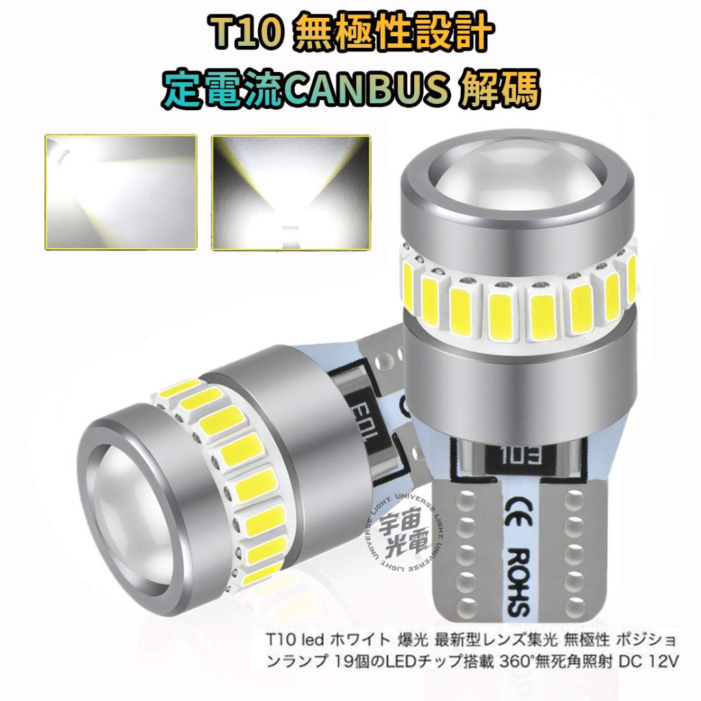 高亮度 短版 透鏡聚光 解碼 T10 3030 3014晶片 LED 小燈 儀表燈 牌照燈 小炸彈 插泡燈 日行燈 | 蝦皮購物