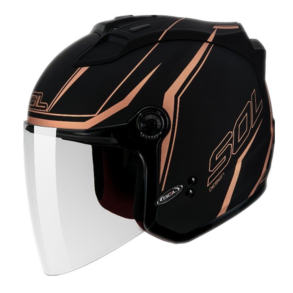 SOL 】27S 天際 消光黑/銅 安全帽｜鏡片｜3/4罩｜雙D扣｜可拆內襯｜通風｜排氣｜後方LED專利警示燈 | 蝦皮購物