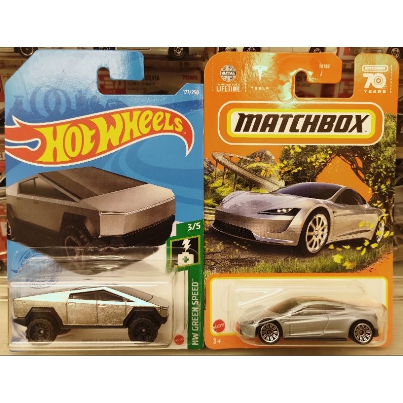 TESLA 雙車組（ Matchbox Roadsrer& Hotwheels Cybertruck) | 蝦皮購物