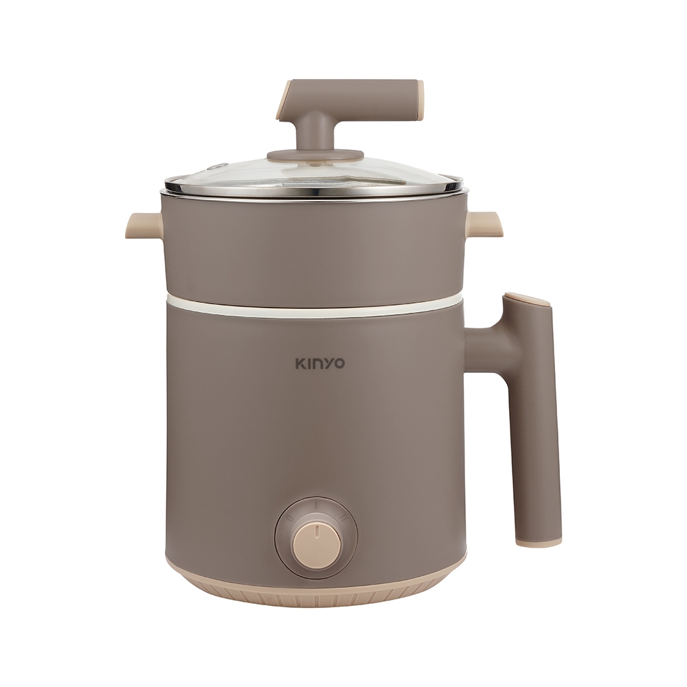 【KINYO】1.6L多功能陶瓷美食鍋(FP-0775)｜附蒸籠 布朗尼色 陶瓷塗層 料理鍋 電火鍋 蒸鍋 泡麵鍋 | 蝦皮購物