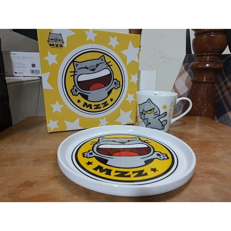 全新 貓爪抓 MZZ 杯盤組 餐具 餐盤 盤子 馬克杯 杯子 水杯 居家生活 民宿 情人節 交換禮物 貓咪 藍貓 插畫 | 蝦皮購物