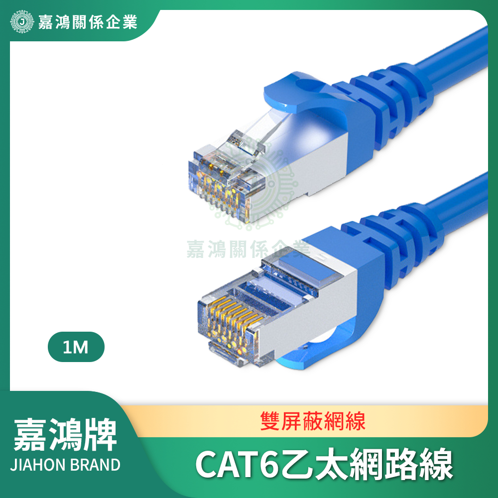 【嘉鴻牌JIAHON 】CAT6乙太網路線 雙屏蔽網線 1M | 蝦皮購物