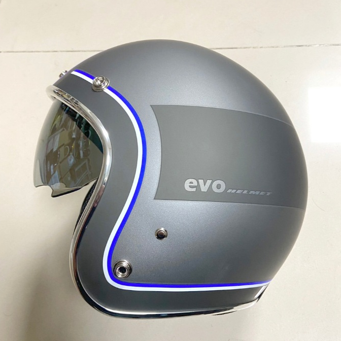 EVO CA312方塊 買內鏡式銀邊安全帽 消光黑藍款電鍍金內鏡 買帽送鏡片 金屬齒排扣 三扣式 全拆式 小嵐青菜賣 | 蝦皮購物