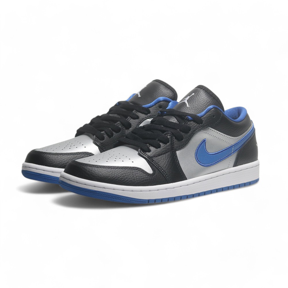 NIKE 休閒鞋 AIR JORDAN 1 LOW 銀黑藍 AJ1 皮革 男 553558-007 | 蝦皮購物