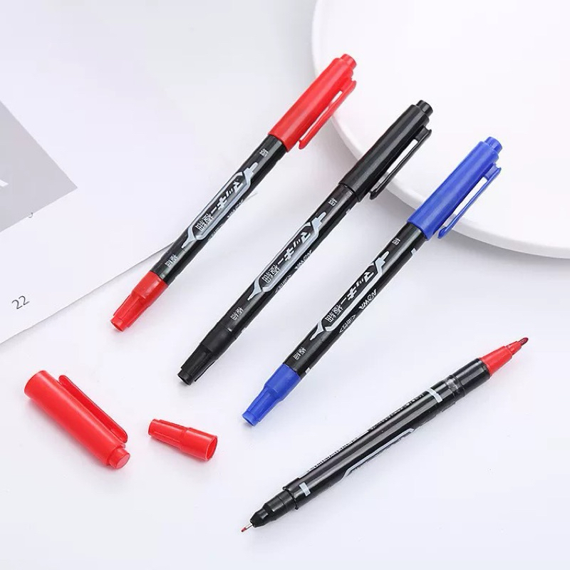 Aowa/澳娃/雙頭/油性/奇異筆/麥克筆/簽字筆/黑色/藍色/紅色 | 蝦皮購物