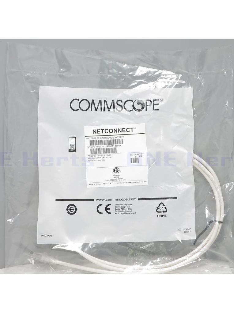 正品COMMSCOPE 康普六類非屏蔽跳線 網路成品線 NPC接線Cat6 U/UTP RJ45 白色 7ft 10ft | 蝦皮購物