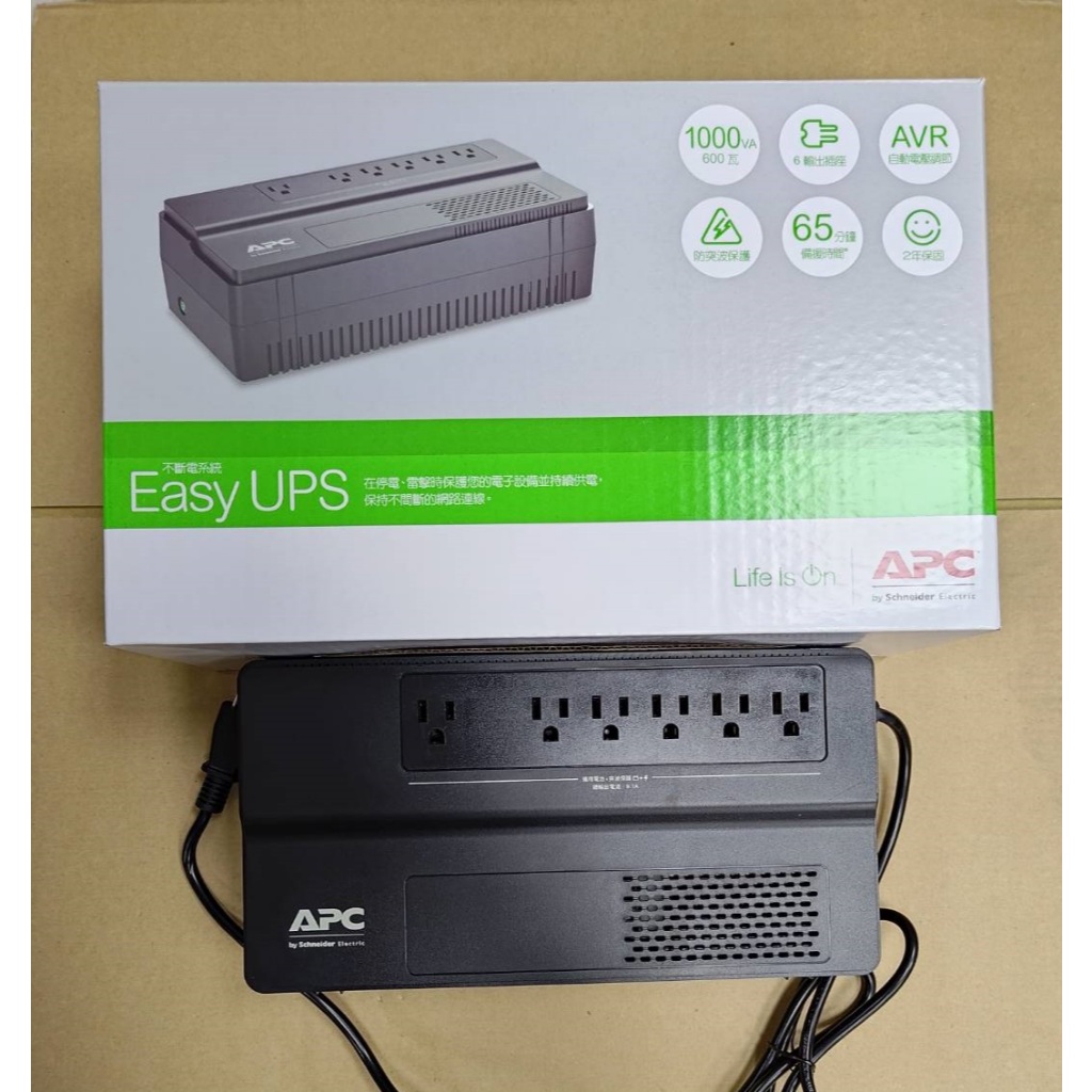 APC 1000VA/600W 在線互動 Easy UPS不斷電系統 BV1000-TW(二手機已過保) | 蝦皮購物