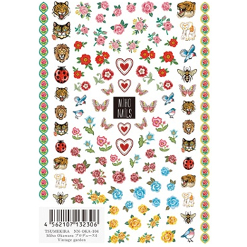 TSUMEKIRA日本製貼紙 Miho Okawara Vintage garden 動物 老式花園 老虎 蝴蝶 貓 花 | 蝦皮購物