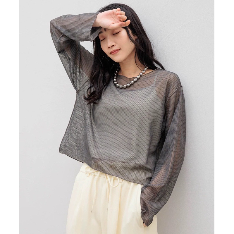 【WildLady】特 🔥人氣再入 日本日系圓領配色波浪邊條紋寬鬆透視內搭外穿上衣 T恤LOWRYS FARM | 蝦皮購物