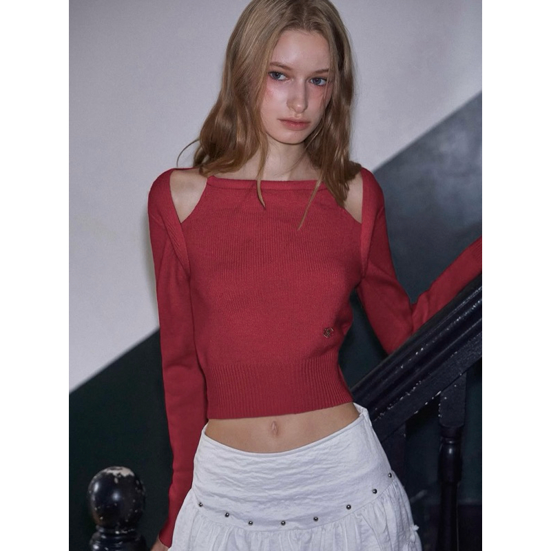 𝐏𝐀𝐍𝐃𝐀 𝐅𝐎𝐑𝐄𝐒𝐓 韓國代購 ROSE FRANTZ Cut-out Halter neck Knit | 蝦皮購物
