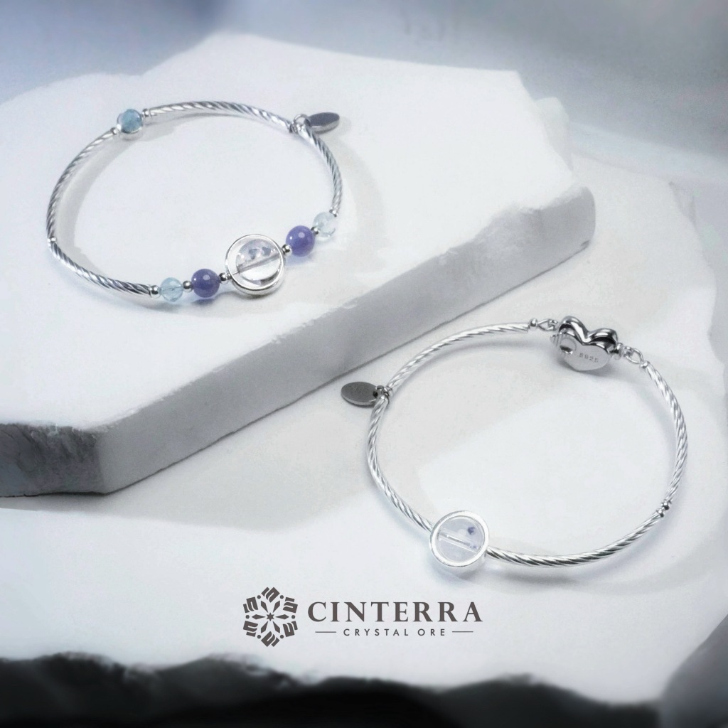 【Cinterra地球緣礦】限量永恆結晶特殊包裹體系列-頂級藍螢石結晶手環｜白水晶包裹藍螢石｜丹泉石｜靈感、思緒 | 蝦皮購物