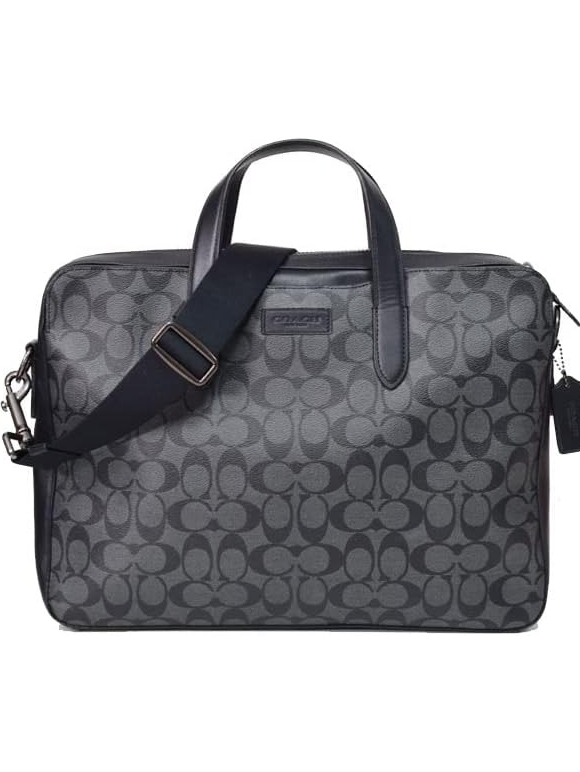 台灣現貨一個 全新正品 Coach C2837 黑灰色老花 PENN BRIEF 筆電包 公事包 公文包 | 蝦皮購物