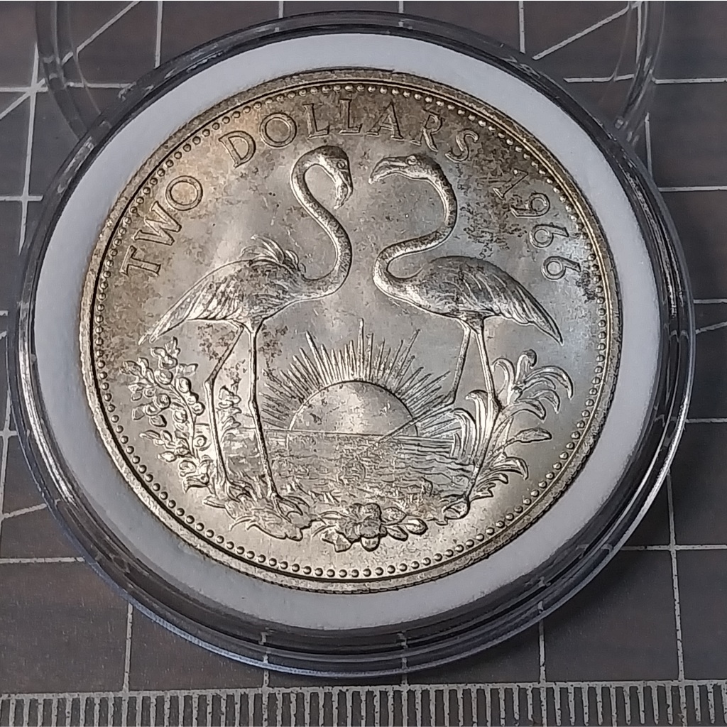 1966 巴哈馬大銀幣2元 UNC+ 送內墊圓盒 保真 | 蝦皮購物