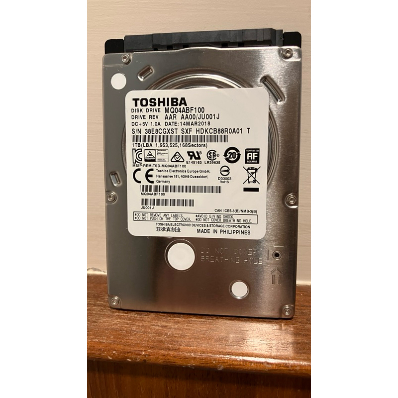 [九成九新]東芝 Toshiba 2.5吋 1TB 1T SATA 硬碟 MQ04ABF100 | 蝦皮購物
