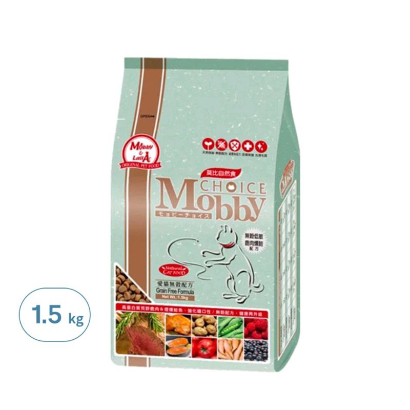 +樂活態度+（現貨免運）Mobby 莫比 全齡貓 愛貓無穀配方 乾飼料, 鹿肉鮭魚/鵪鶉鴨肉, 1.5kg*2袋 貓飼料 | 蝦皮購物