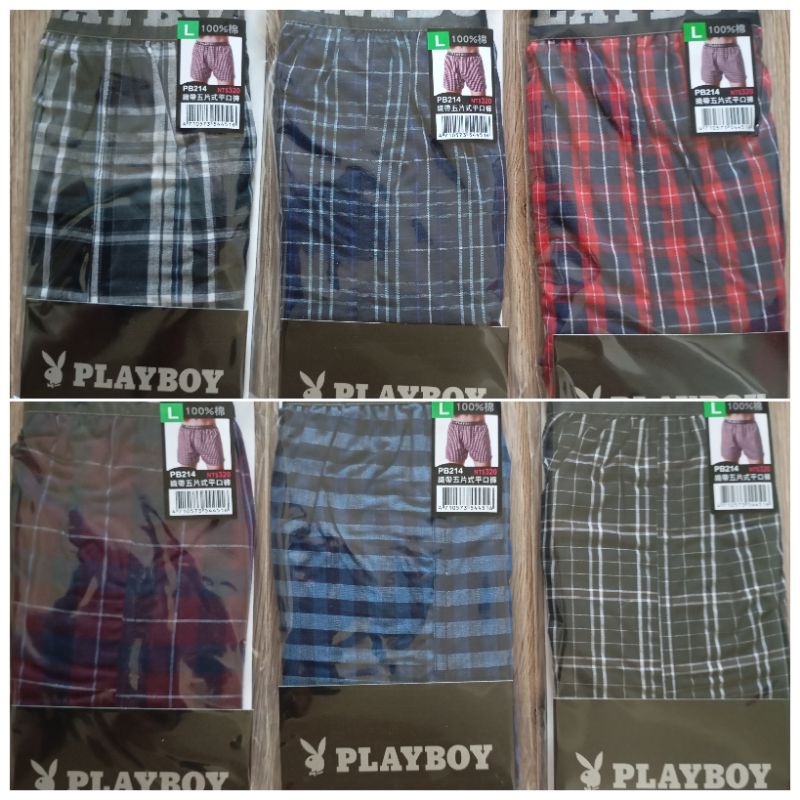 PlayBoy運動式織帶五片式剪裁無彈性平口褲/四角褲/內褲#PB 214最新花款來了喔！ | 蝦皮購物