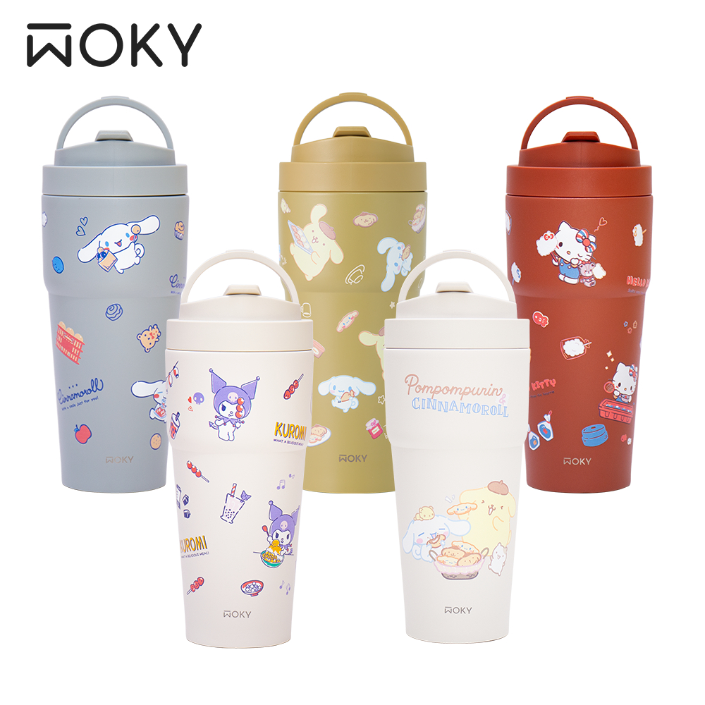 【WOKY X 三麗鷗】Kitty酷洛米大耳狗布丁狗美樂蒂聯名渾圓杯770ml (附矽膠粗吸管+彈跳粗吸管) | 蝦皮購物