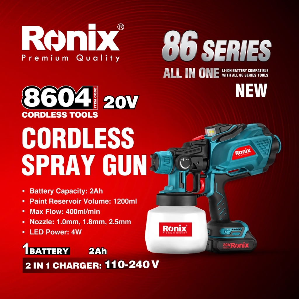 RONIX 8604 噴漆槍 蝦皮代開發票 台灣現貨 當天出貨 標配 彩色紙盒 1電(2.0ah)一充(2A) | 蝦皮購物