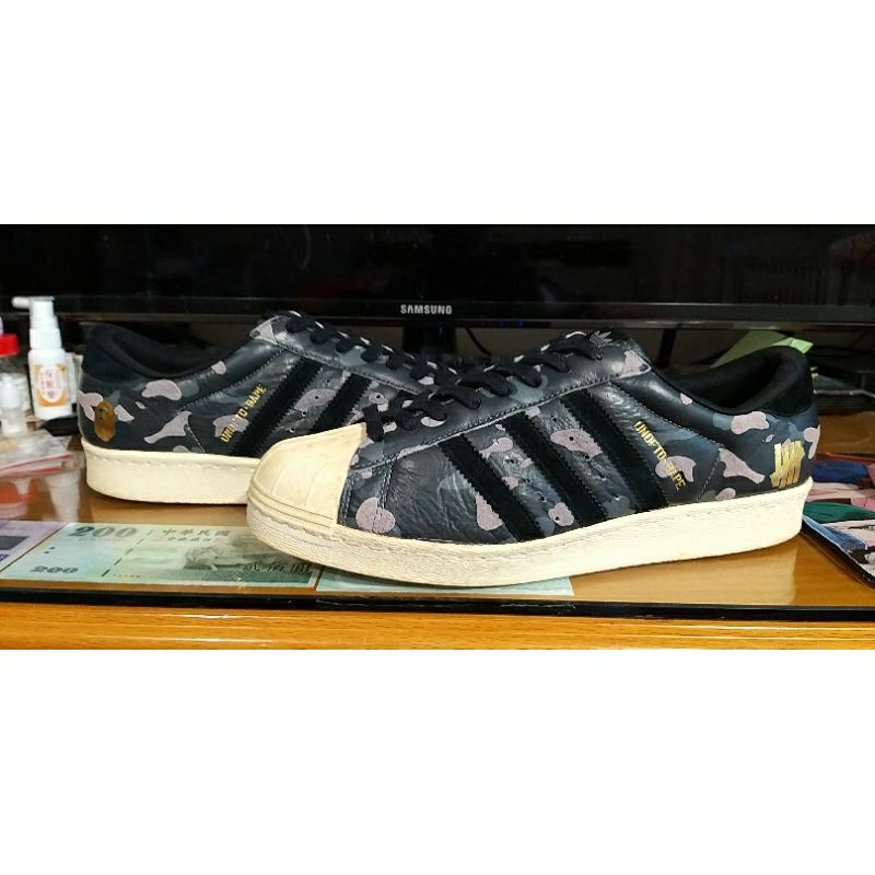 superstar Adidas UNDFTD BAPE 三方聯名 US9.5 黃金尺寸 | 蝦皮購物