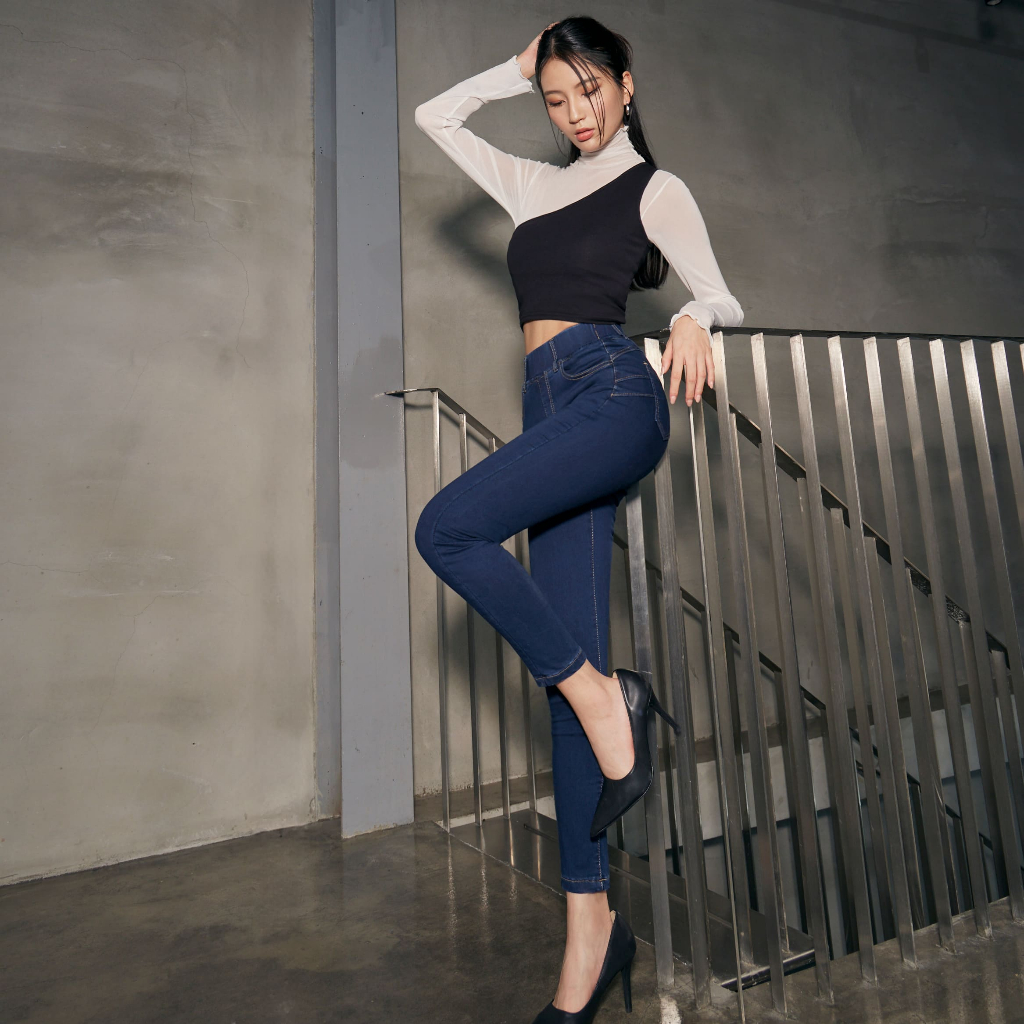 OB嚴選 視覺細-5KG．彈力高腰窄管牛仔顯瘦褲 《BA7592》大尺碼/女裝/現貨 | 蝦皮購物