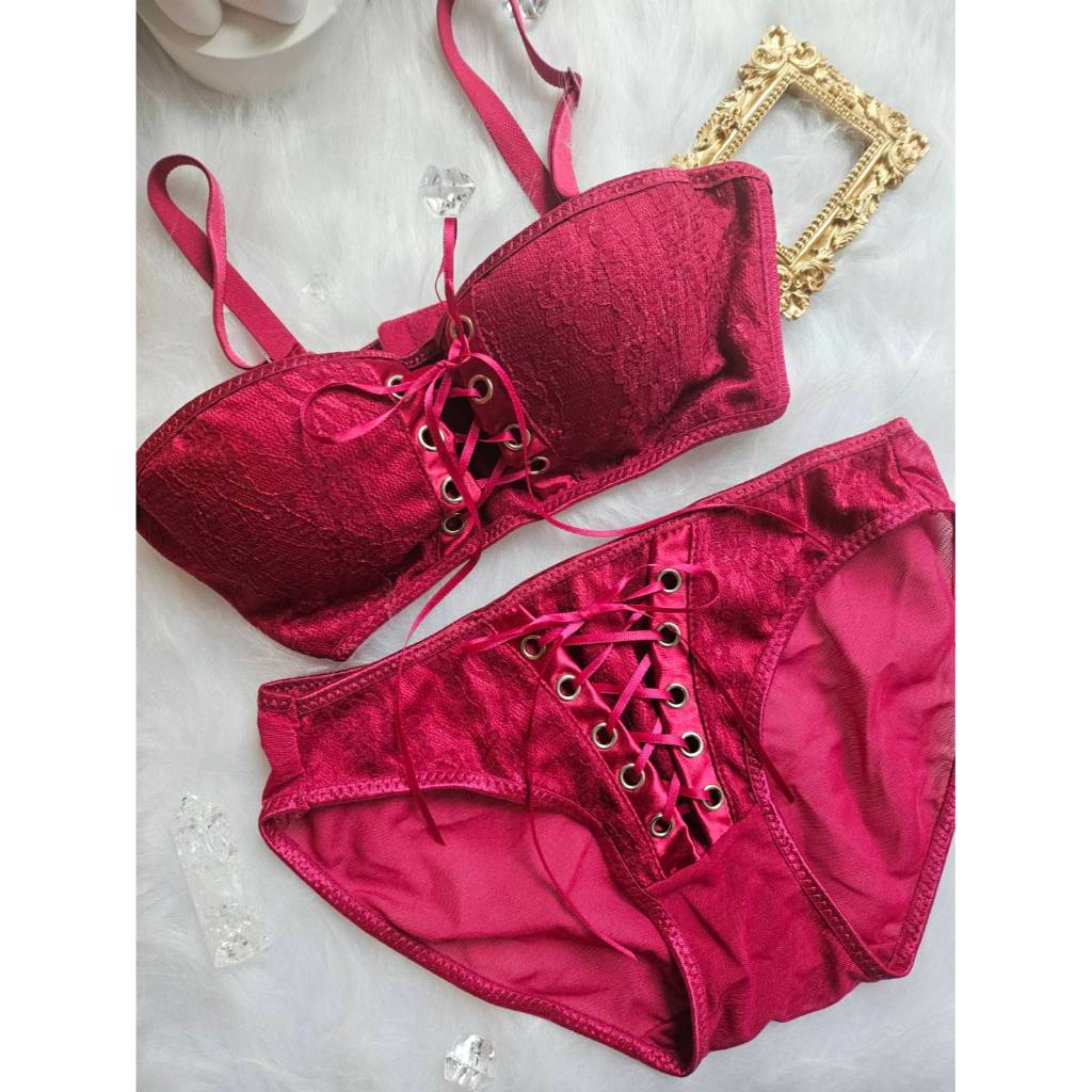 現貨實拍 QMOMO 法式性感綁帶蕾絲紅馬甲成套內衣組/65C 法式內衣/性感內衣/小胸內衣/情趣馬甲內衣/爆乳內衣 | 蝦皮購物