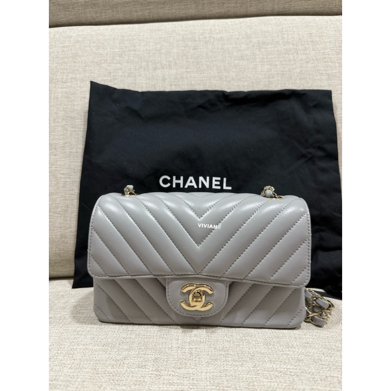 （已售出）Chanel mini coco cf20 灰色淡金扣 | 蝦皮購物