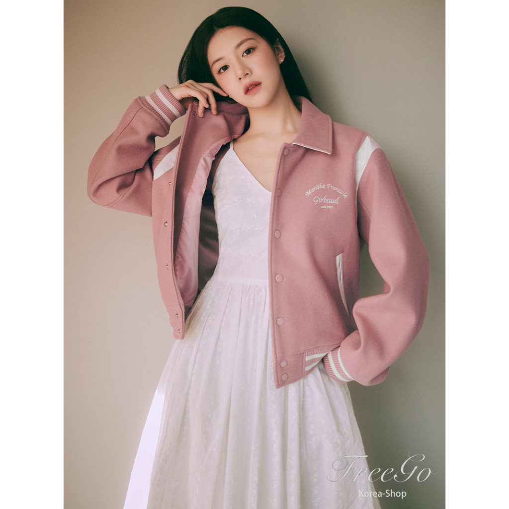 【Free go】MARITHE 棒球服 長袖上衣 外套 夾克 排扣外套 高允真 jennie同款 | 蝦皮購物