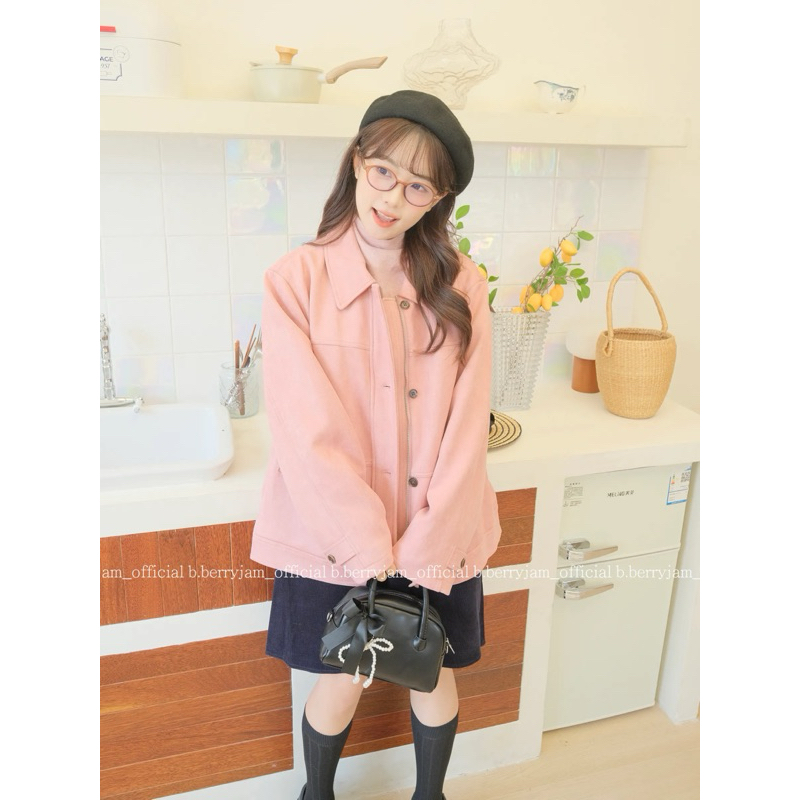 全新 berryjam 小莓波醬 粉色麂皮高質感外套 | 蝦皮購物