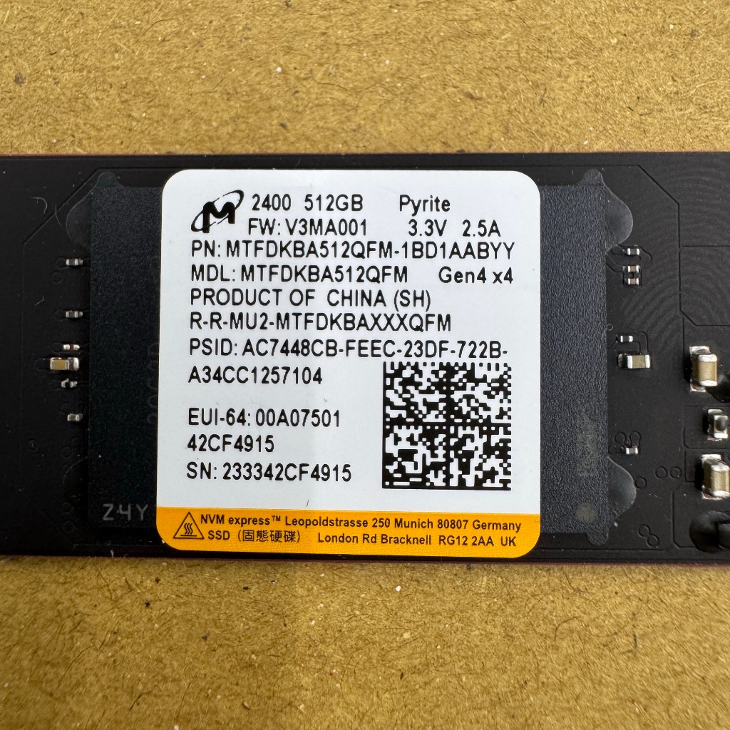 全新筆電拆機 三星 PM9B1 PM9C1 美光 M2400 M2 2280 GEN4 512G SSD | 蝦皮購物
