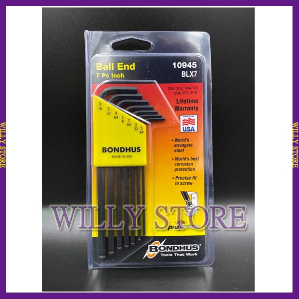 美國 BONDHUS 黑色球型六角板手組 內六角球頭 L型扳手 英制/公制 10936 10945 10937 | 蝦皮購物