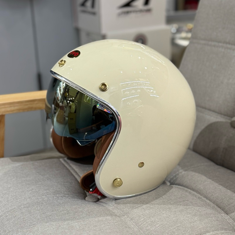 山道紳士 EVO CA312 CA312S 象牙白 維納斯 VENUS 涼感內襯 電鍍金內墨鏡 羊紋皮革 素面復古安全帽 | 蝦皮購物