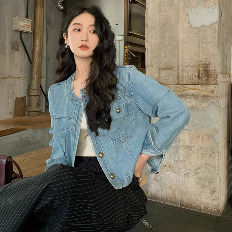 實拍韓版美装胖MM大碼女裝『40-100㎏可穿』S-5XL秋冬季複古港風小個子牛仔外套女春鞦設計感小衆顯瘦短款夾剋上衣 | 蝦皮購物