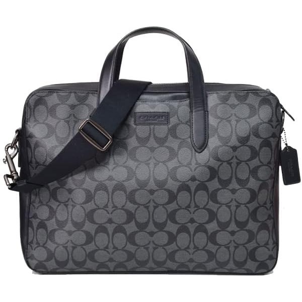 台灣現貨一個 全新正品 Coach C2837 黑灰色老花 PENN BRIEF 筆電包 公事包 公文包 | 蝦皮購物
